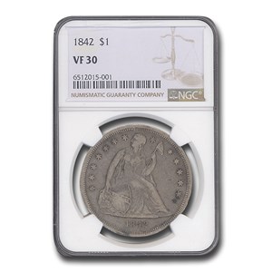 Buy 1842 Liberty Seated Dollar VF-30 NGC | APMEX