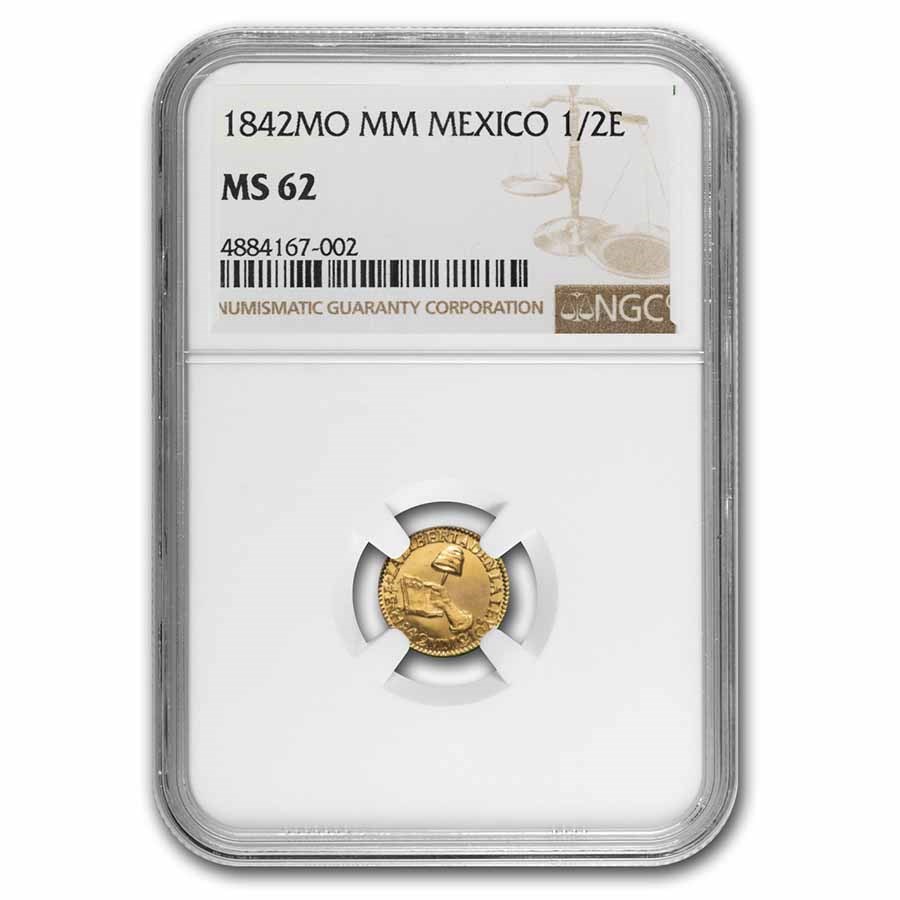 Buy 1842 Mo MM Mexico Gold 1/2 Escudo MS-62 NGC | APMEX