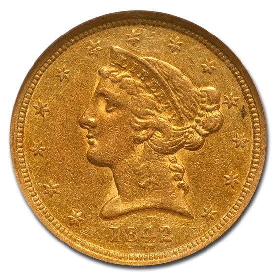 Buy 1842-O $5 Liberty Gold Half Eagle AU-55 NGC | APMEX