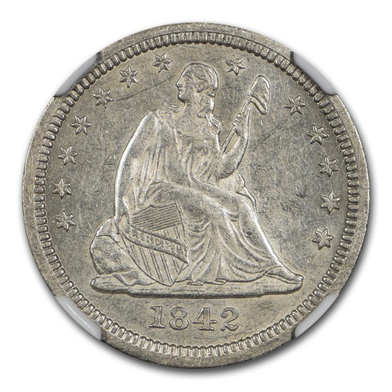 Buy 1842-O Liberty Seated Quarter AU-55+ NGC (Large Date) | APMEX
