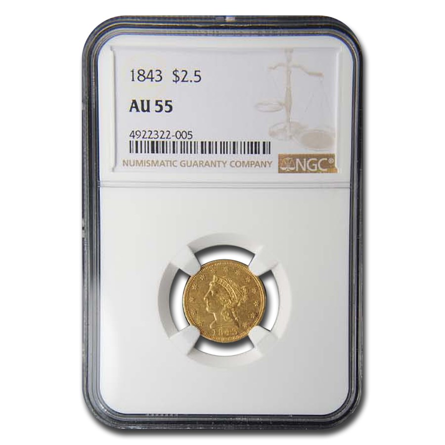 Buy 1843 $2.50 Liberty Gold Quarter Eagle AU-55 NGC | APMEX