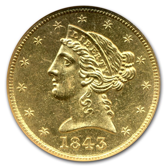 Buy 1843 $5 Liberty Gold Half Eagle MS-61 NGC (SS New York) | APMEX