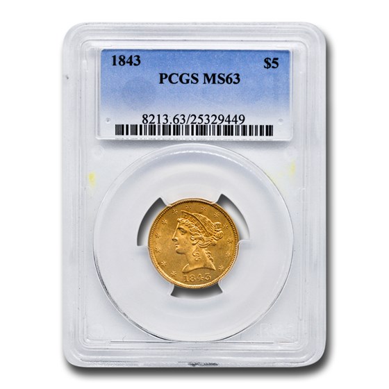 Buy 1843 $5 Liberty Gold Half Eagle MS-63 PCGS | APMEX