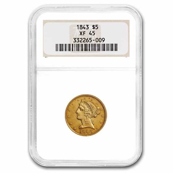 Buy 1843 $5 Liberty Gold Half Eagle XF-45 NGC | APMEX