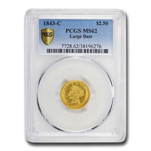 Buy 1843-C $2.50 Liberty Gold Quarter Eagle MS-62 PCGS (Large Date) | APMEX