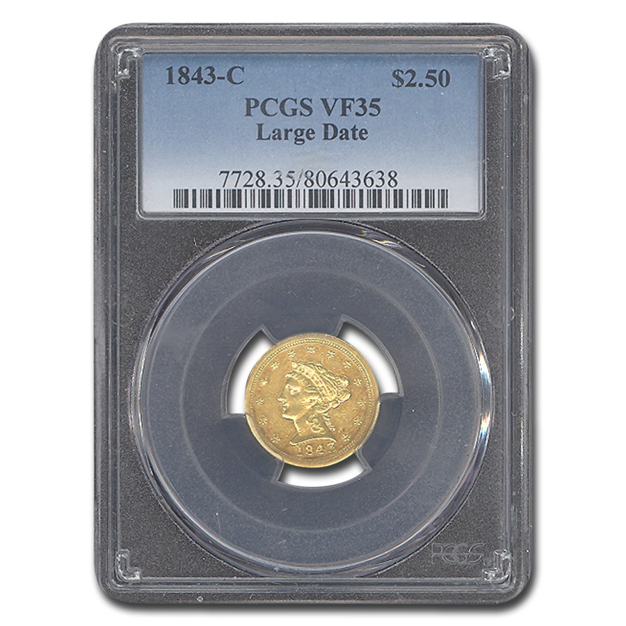 1843-C $2.50 Liberty Gold Quarter Eagle VF-35 PCGS