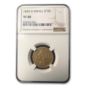 Buy 1843-D $5 Liberty Gold Half Eagle XF-40 NGC (Small D) | APMEX