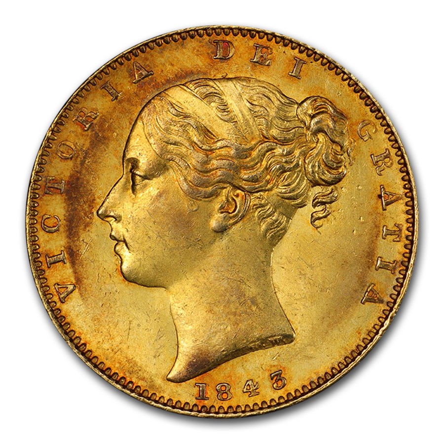 Buy 1843 Great Britain Gold Sovereign Victoria Shield MS-63 PCGS | APMEX