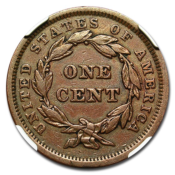 1843 Large Cent XF-40 NGC (Brown)