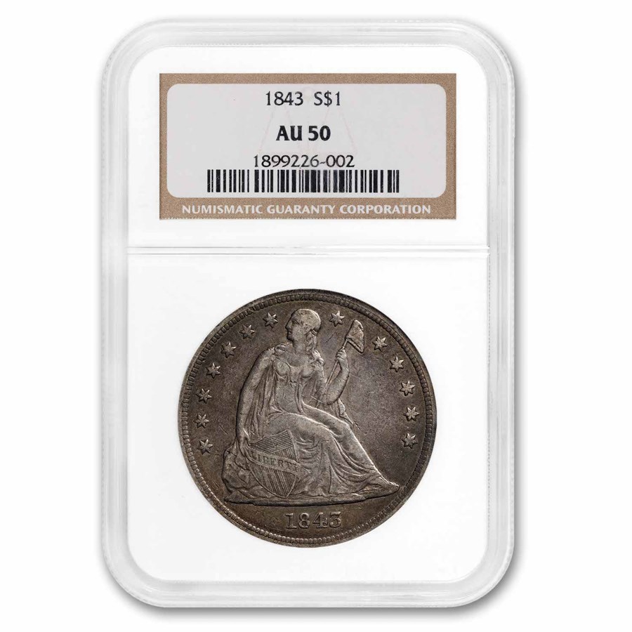 Buy 1843 Liberty Seated Dollar AU-50 NGC | APMEX