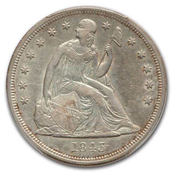 Buy 1843 Liberty Seated Dollar AU-50 PCGS | APMEX