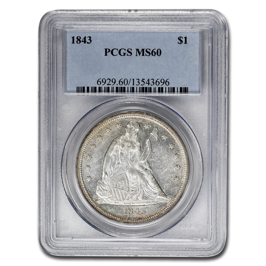 Buy 1843 Liberty Seated Dollar MS-60 PCGS | APMEX