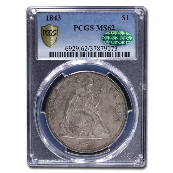 Buy 1843 Liberty Seated Dollar MS-62 PCGS CAC | APMEX
