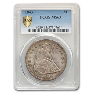 Buy 1843 Liberty Seated Dollar MS-63 PCGS | APMEX