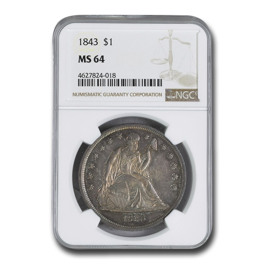 Buy 1843 Liberty Seated Dollar MS-64 NGC | APMEX