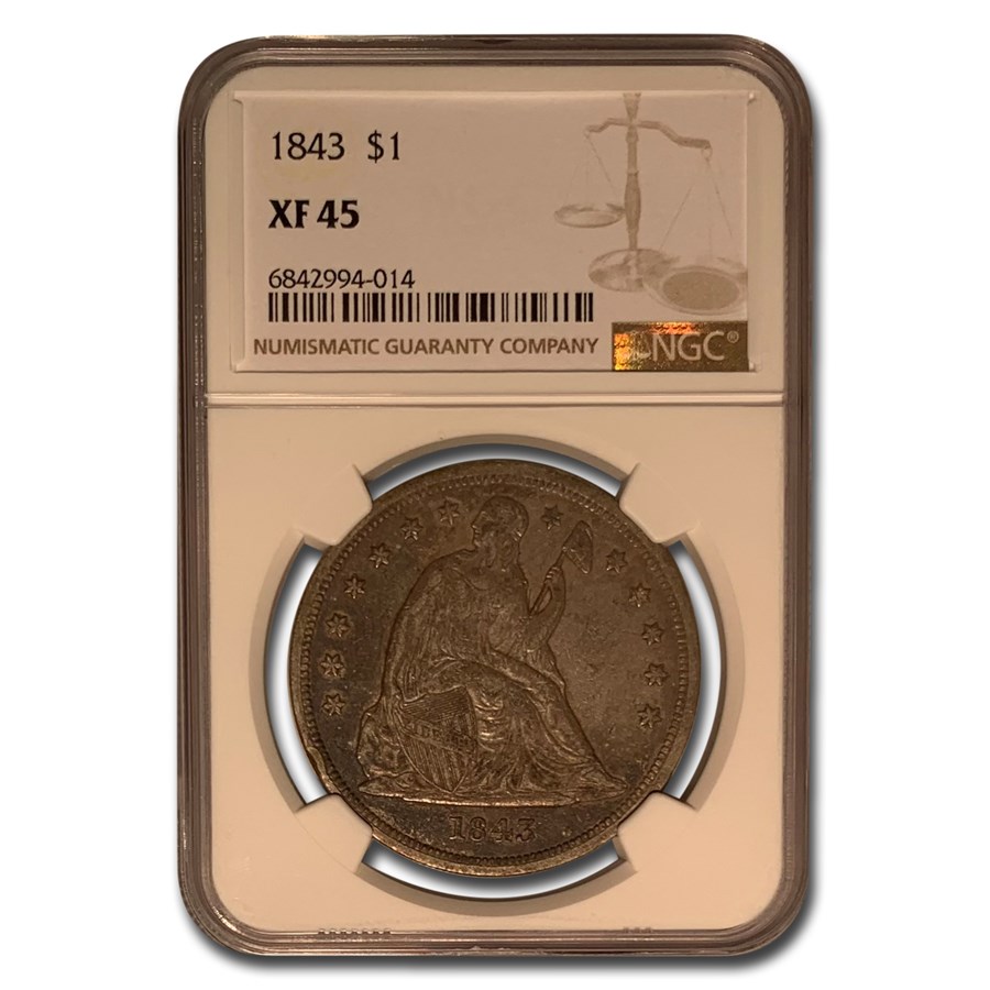 Buy 1843 Liberty Seated Dollar XF-45 NGC | APMEX