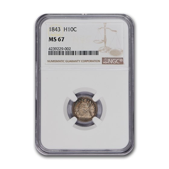Buy 1843 Liberty Seated Half Dime MS-67 NGC | APMEX