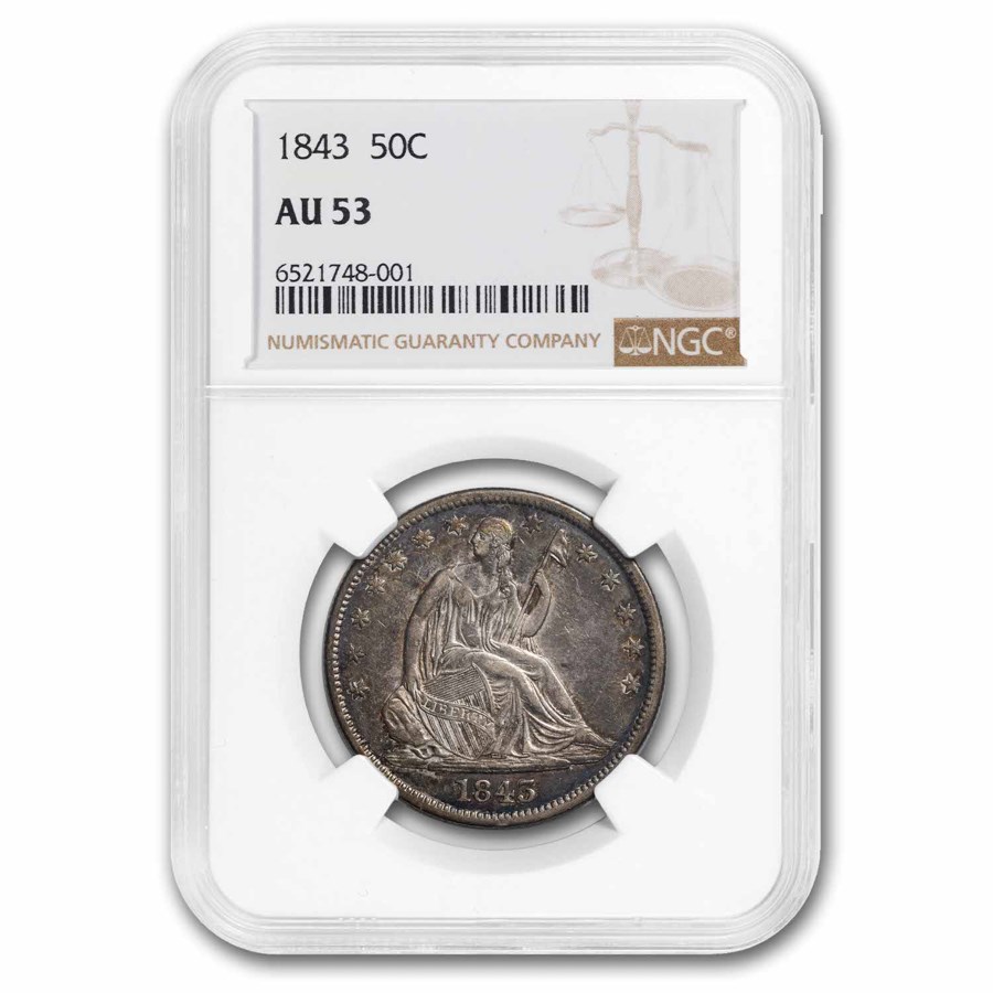Buy 1843 Liberty Seated Half Dollar AU-53 NGC | APMEX