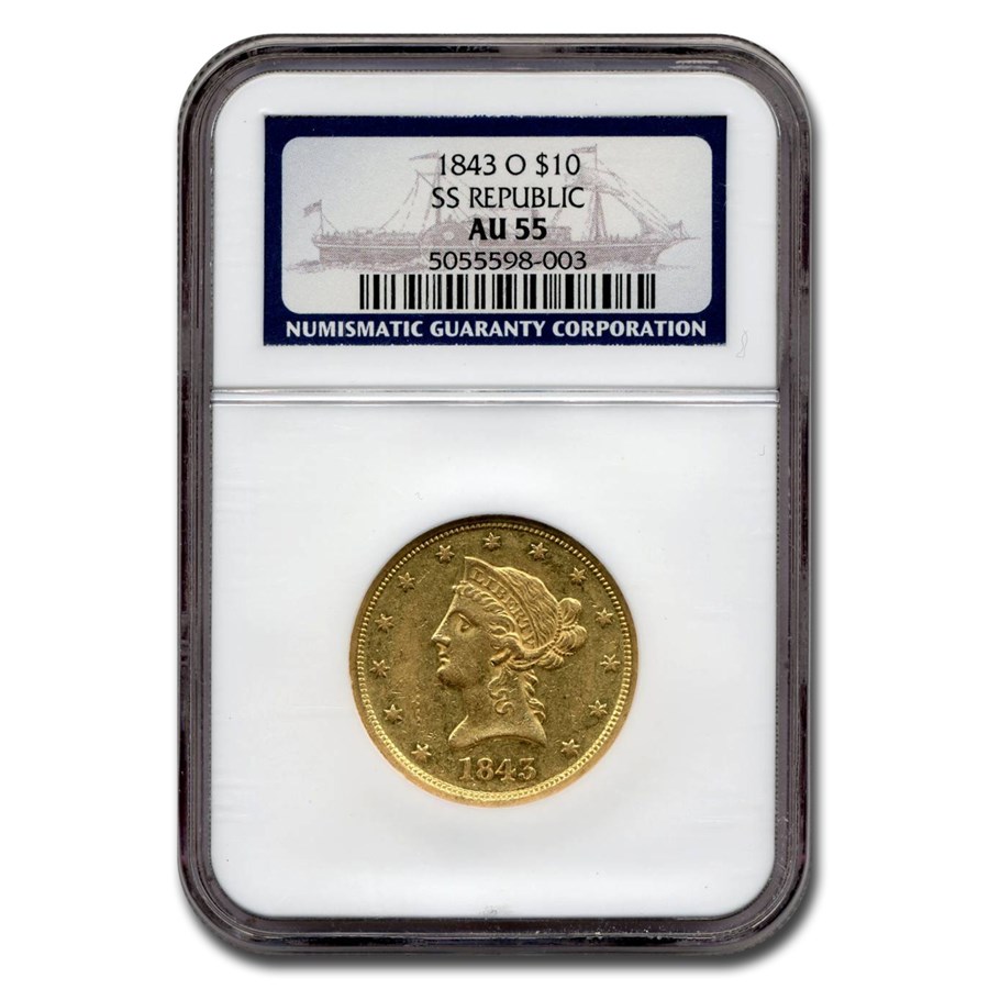 Buy 1843-O $10 Liberty Gold Eagle AU-55 NGC (SS Republic) | APMEX