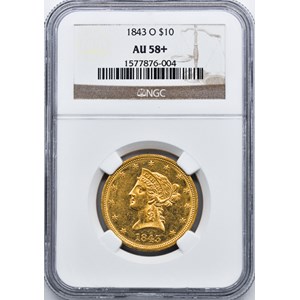 Buy 1843-O $10 Liberty Gold Eagle AU-58+ NGC | APMEX