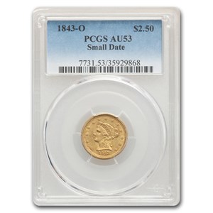 Buy 1843-O $2.50 Liberty Gold Quarter Eagle AU-53 PCGS (Small Date) | APMEX