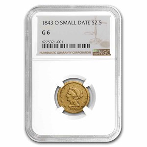 Buy 1843-O $2.50 Liberty Gold Quarter Eagle Good-6 NGC (Small Date) | APMEX