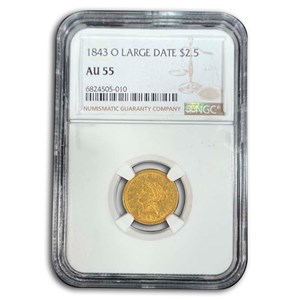 Buy 1843-O $2.50 Liberty Gold Quarter Eagle Large Date AU-55 NGC | APMEX