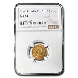 Buy 1843-O $2.50 Liberty Gold Quarter Eagle MS-61 NGC (Small Date) | APMEX