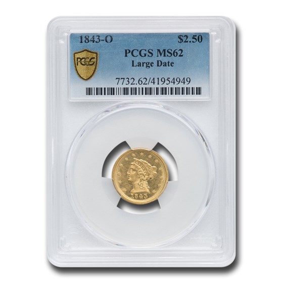 Buy 1843-O $2.50 Liberty Gold Quarter Eagle MS-62 PCGS (Large Date) | APMEX