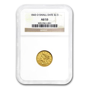 Buy 1843-O $2.50 Liberty Gold Quarter Eagle Small Date AU-53 NGC | APMEX