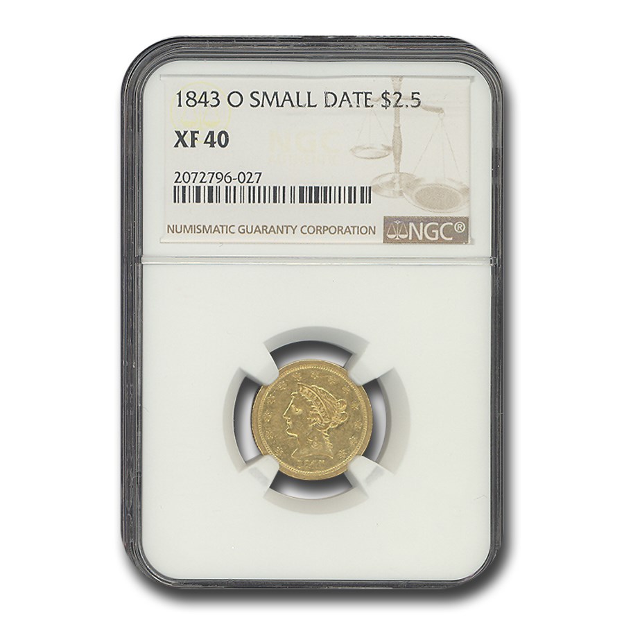 Buy 1843-O Liberty Gold Quarter Eagle XF-40 NGC | APMEX