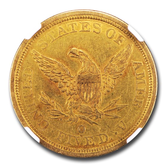 Buy 1843-O $5 Liberty Gold Half Eagle AU-53 NGC CAC (Large Letters) | APMEX
