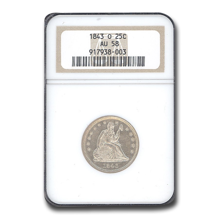 Buy 1843-O Liberty Seated Quarter AU-58 NGC | APMEX