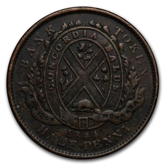 Buy 1844 Canada Copper Half Penny Bank Token XF | APMEX
