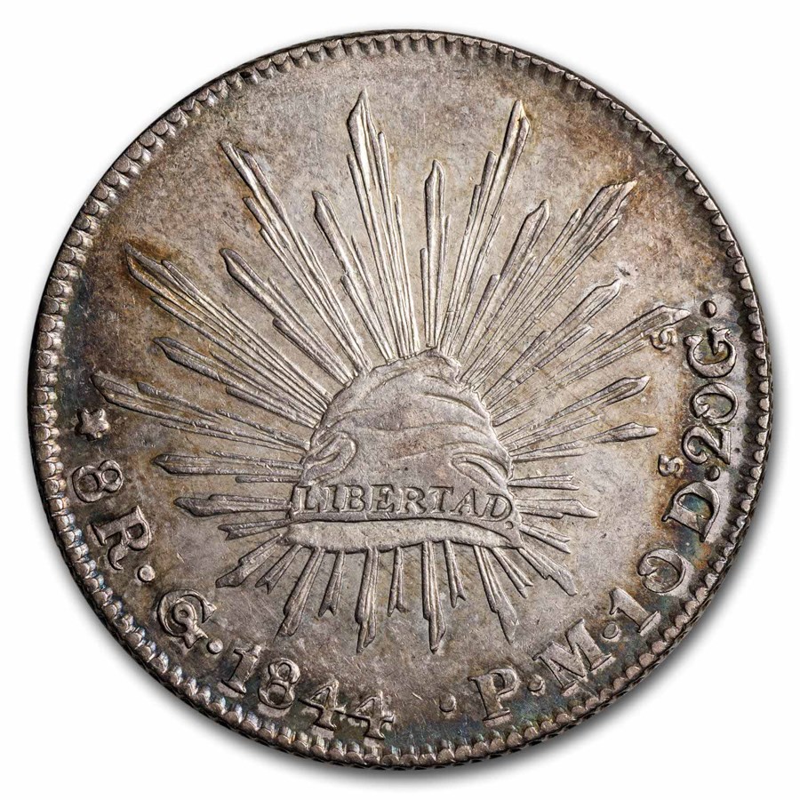 Buy 1844-Go PM Mexico Silver 8 Reales Cap & Rays BU | APMEX