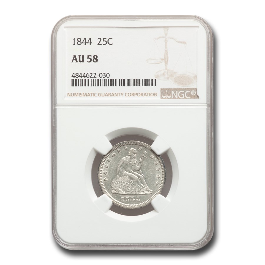 Buy 1844 Liberty Seated Quarter AU-58 NGC | APMEX