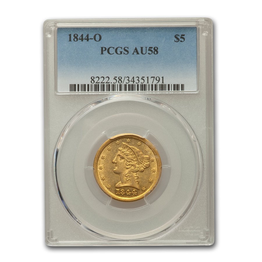 Buy 1844-O $5 Liberty Gold Half Eagle AU-58 PCGS | APMEX