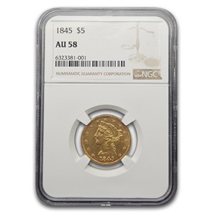 Buy 1845 $5 Liberty Gold Half Eagle AU-58 NGC | APMEX