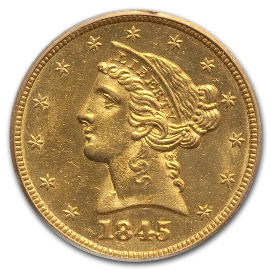 Buy 1845 $5 Liberty Gold Half Eagle MS-62 PCGS | APMEX