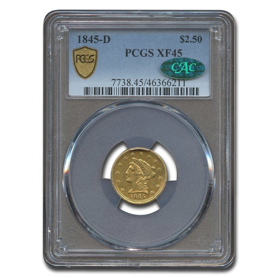 1845-D $2.50 Liberty Gold Quarter Eagle XF-45 PCGS CAC
