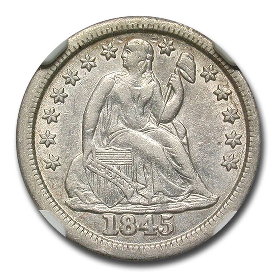 1845 Liberty Seated Dime AU-53 NGC