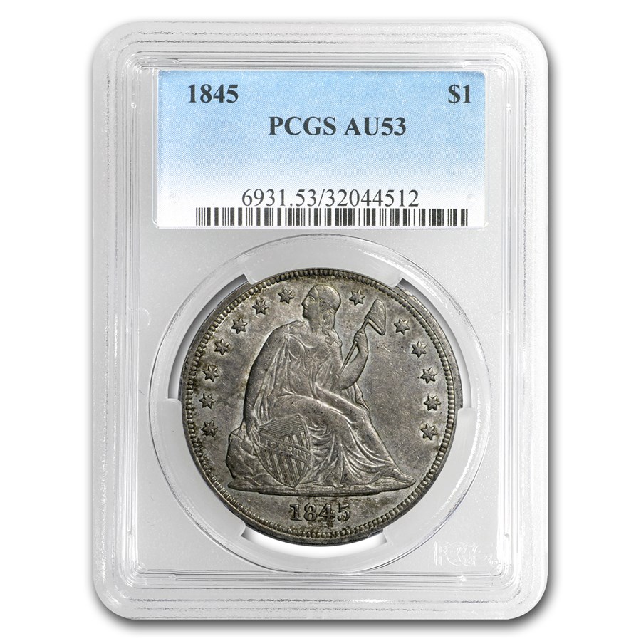 Buy 1845 Liberty Seated Dollar AU-53 PCGS | APMEX