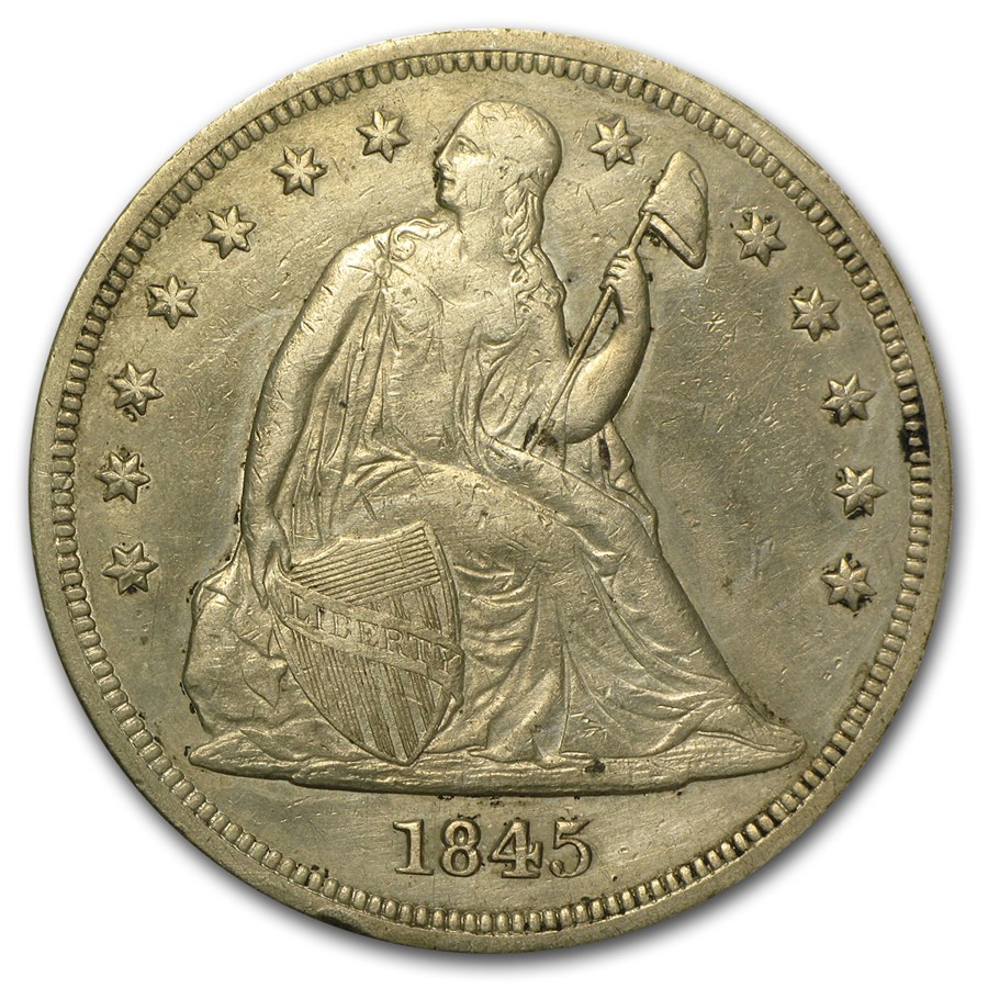 Buy 1845 Liberty Seated Dollar AU Details (Cleaned) | APMEX