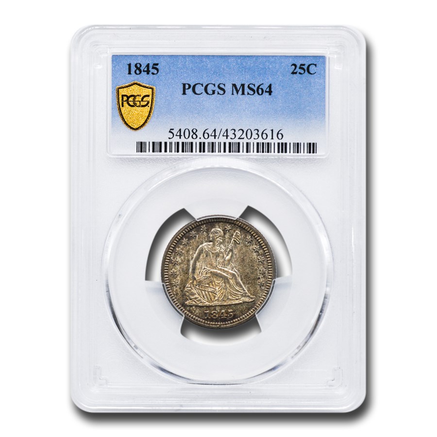 Buy 1845 Liberty Seated Quarter MS-64 PCGS | APMEX