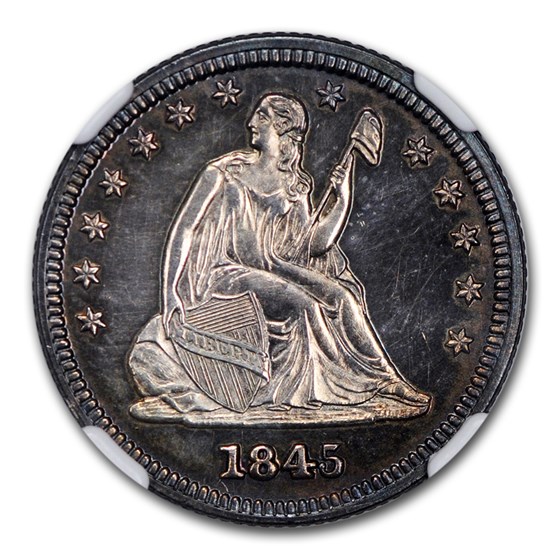 Buy 1845 Liberty Seated Quarter PF-64 NGC | APMEX
