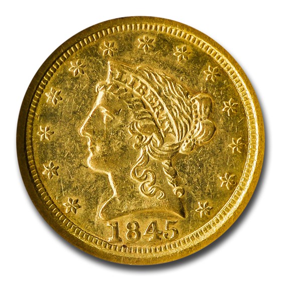 Buy 1845-O $2.50 Liberty Gold Quarter Eagle AU-58 NGC | APMEX