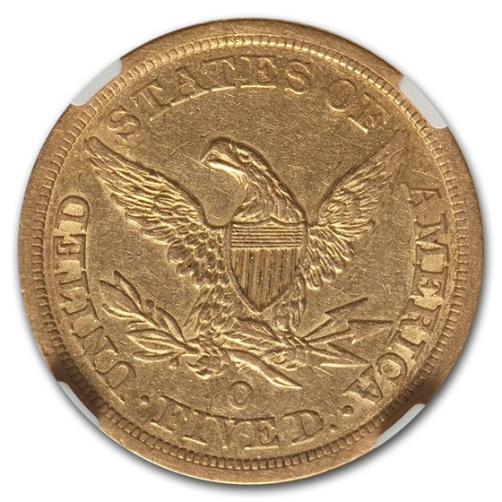 Buy 1845-O $5 Liberty Gold Half Eagle AU-53 NGC | APMEX