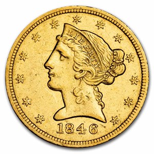 Buy 1846 $5 Liberty Gold Half Eagle AU (Small Date) | APMEX