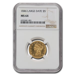 Buy 1846 $5 Liberty Gold Half Eagle MS-64 NGC | APMEX