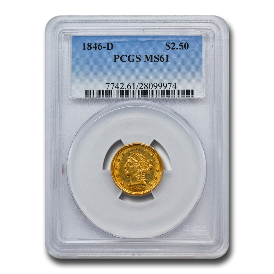 Buy 1846-D $2.50 Liberty Gold Quarter Eagle MS-61 PCGS | APMEX